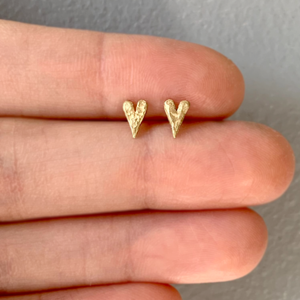 Mini Textured Heart Studs - Amanda Hagerman Jewelry