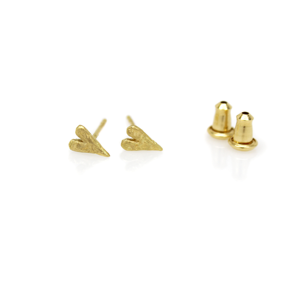 Mini Textured Heart Studs - Amanda Hagerman Jewelry